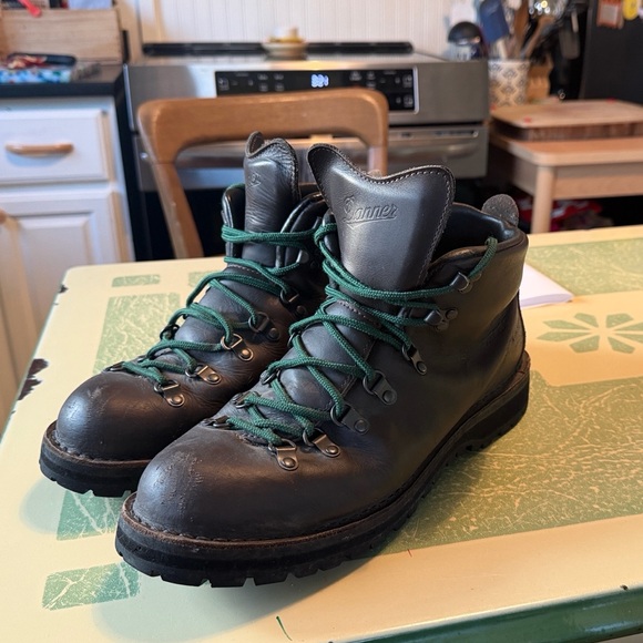 Danner | Shoes | Danner Dark Leather Boots With Forest Green Laces ...